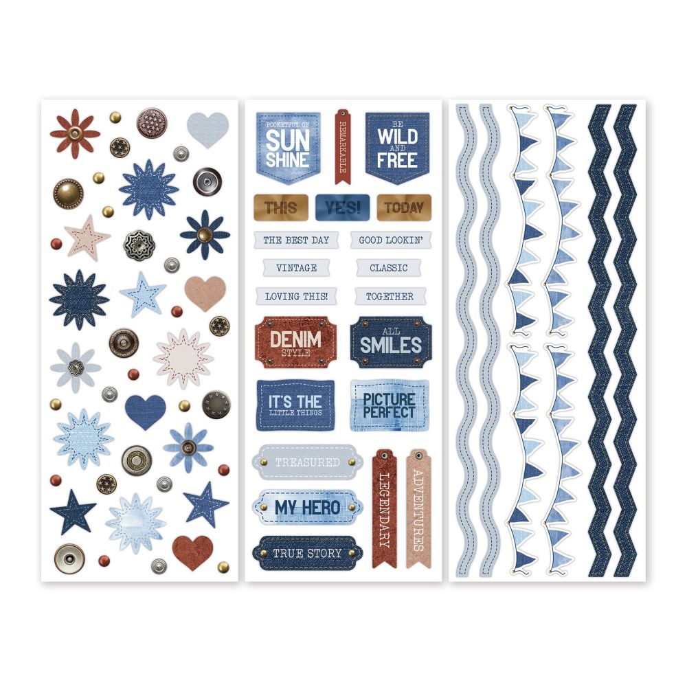 Denim Scrapbook Stickers: Denim Revival - Creative Memories