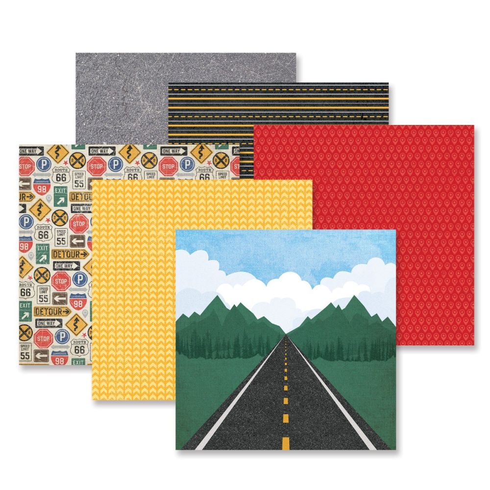 Hit the Road Paper Pack (12/pk) - 12x12 Road Trip Scrapbook Paper ...